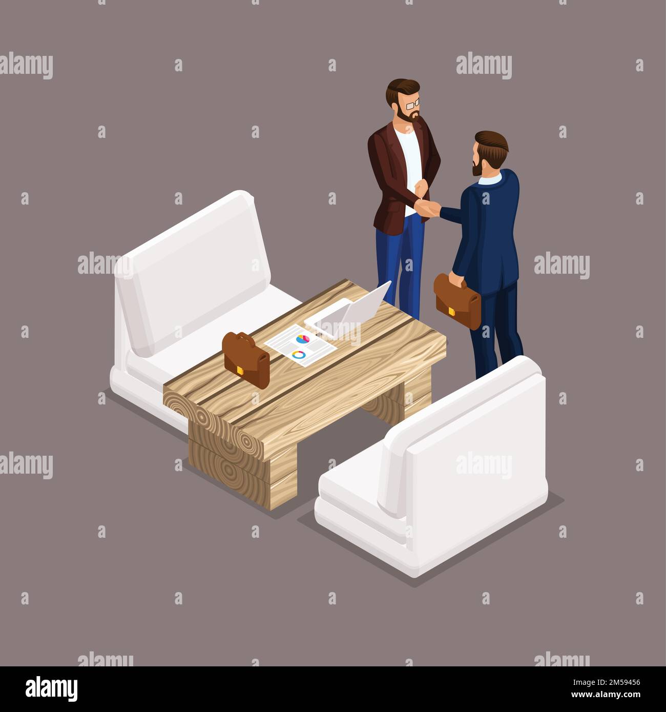 Isometric people isometric businessmen, negotiations, business meeting ...