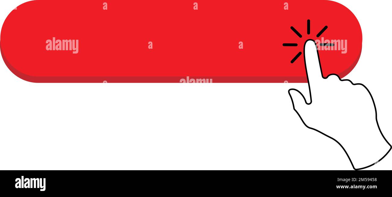 Click here red oval button shape with hand pointer Stock Vector Image ...