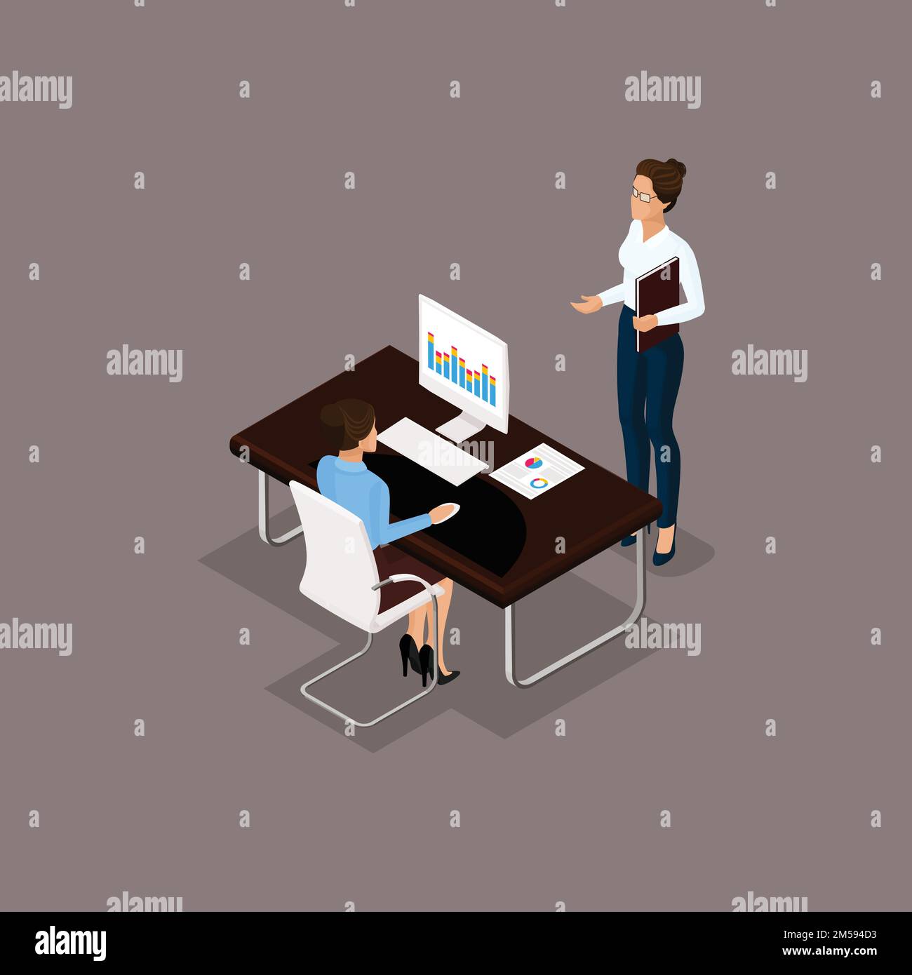 Business people isometric set of men and women in the office business ...