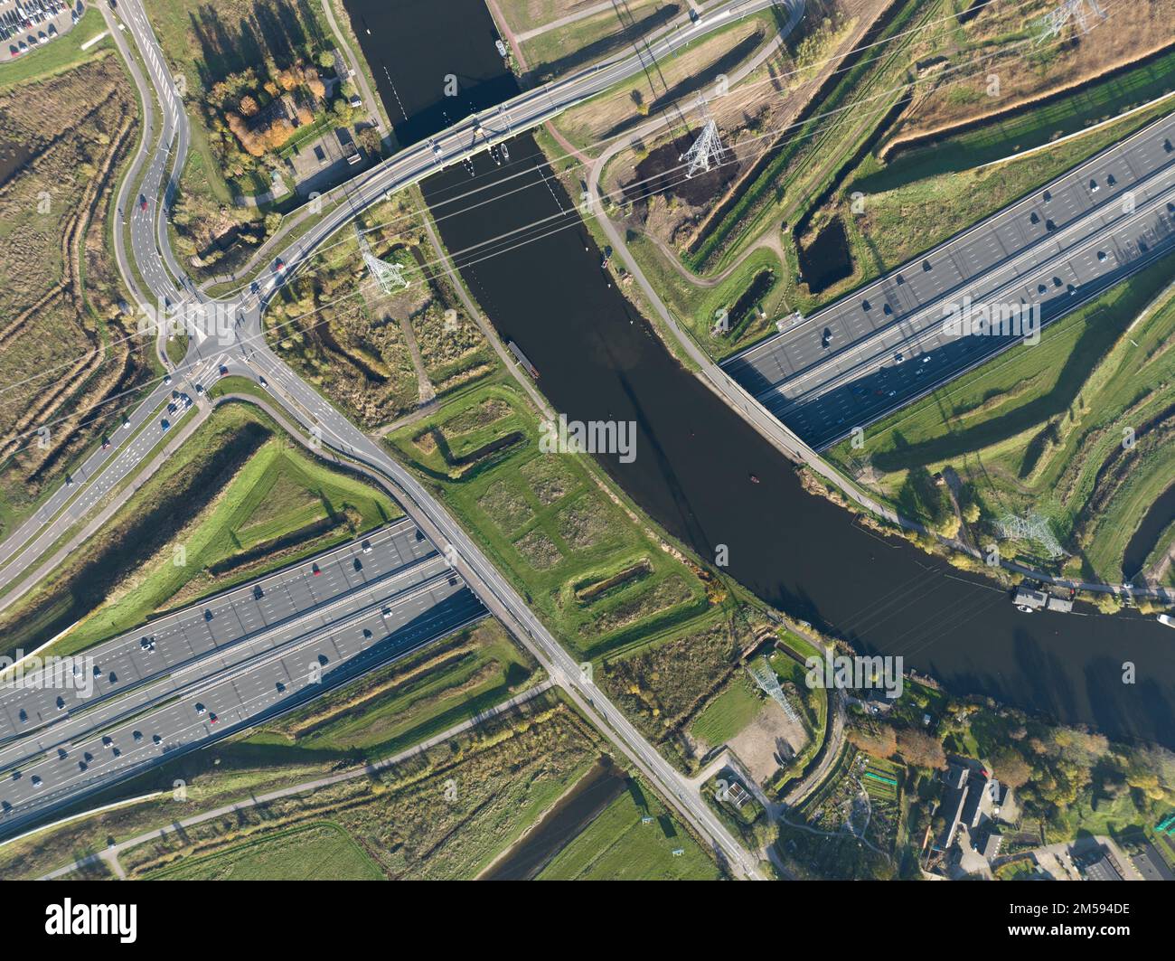 The Aqueduct Vechtzicht near Muiden, A1 motrway highway, dutch ...
