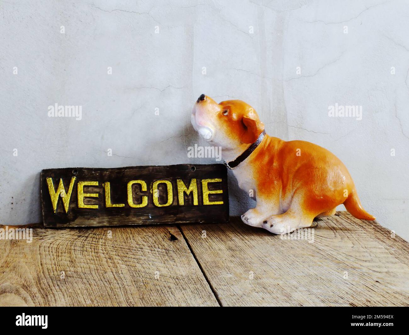 Cute puppy dog welcome sign hi-res stock photography and images - Alamy