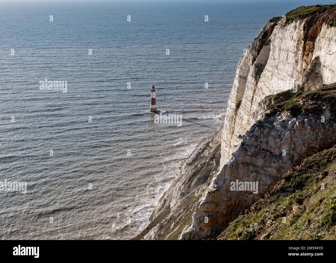 Beachy Head Lighthouse with chalk cliffs Stock Photo - Alamy