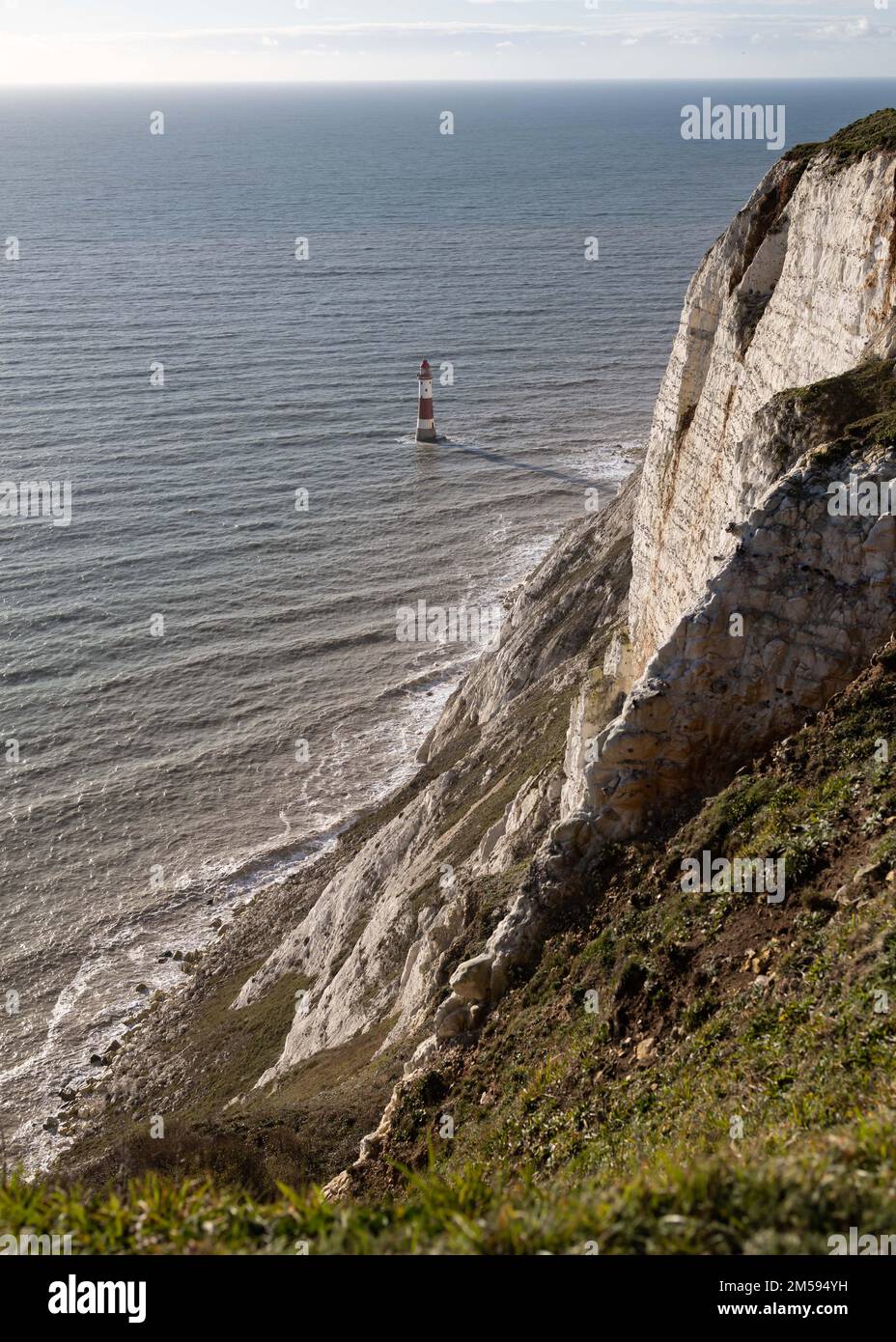 Beachy Head Lighthouse with chalk cliffs Stock Photo - Alamy
