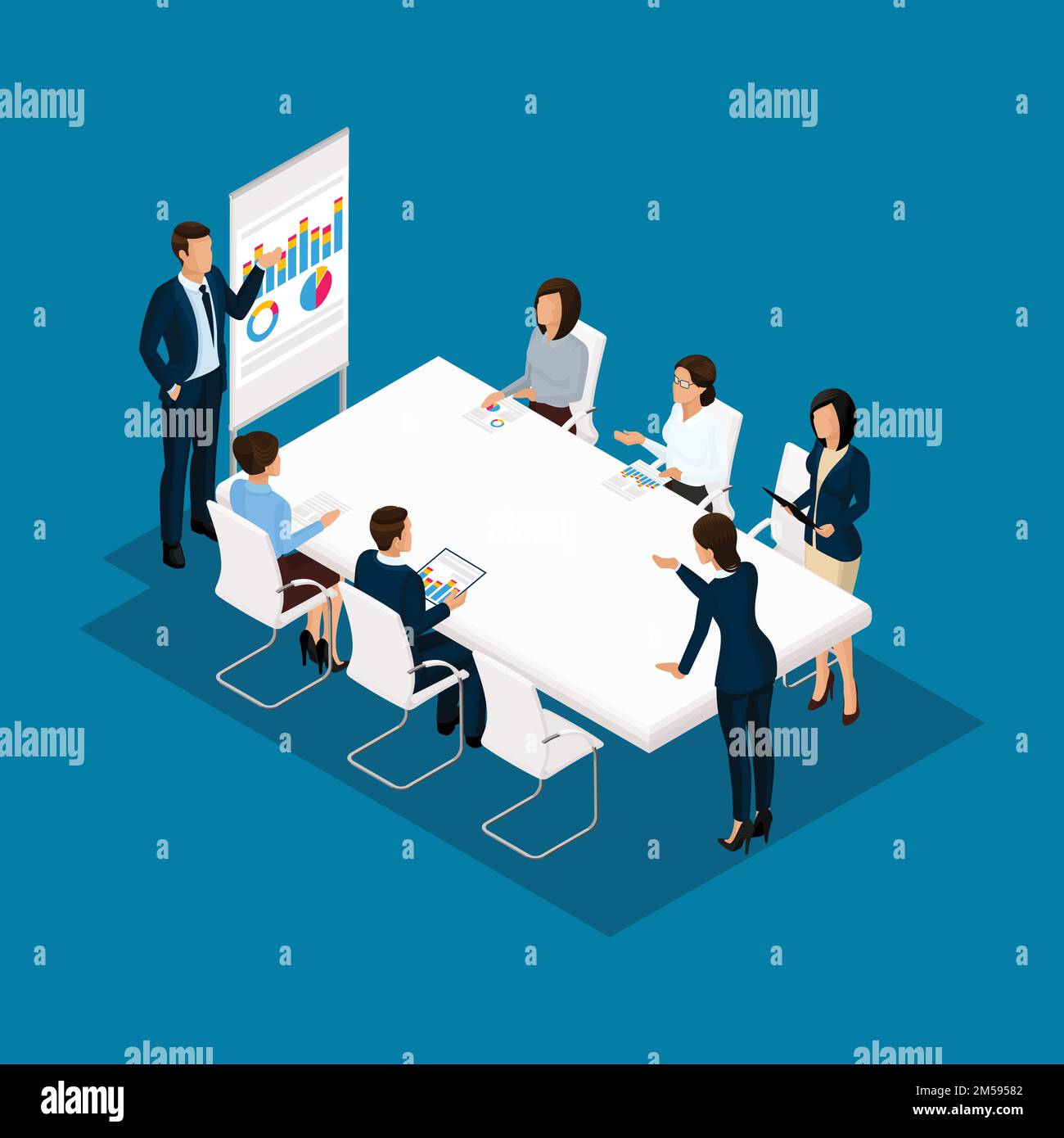 Isometric people, businessmen 3D business woman. Discussion ...