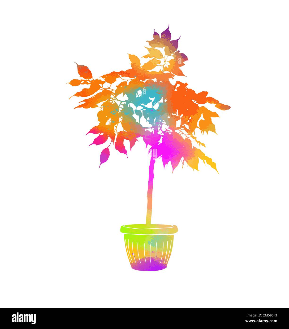 Colored tree in a pot. Vector illustration Stock Vector Image & Art - Alamy