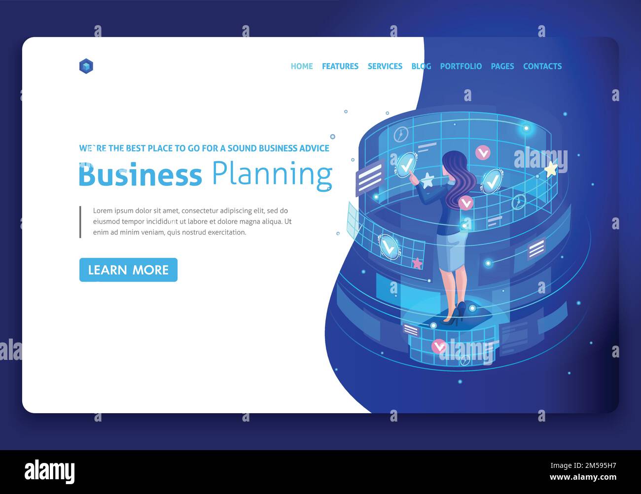 Business website template design. Isometric concept businessmen work ...