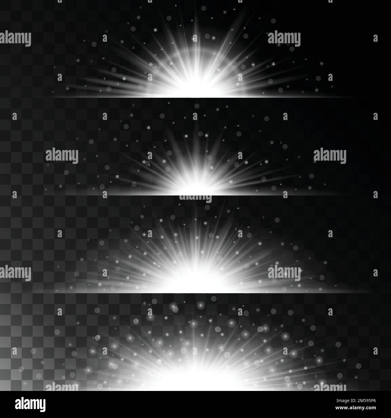 Set realistic lighting effects. Glowing star. Light and glitter on a transparent background ...