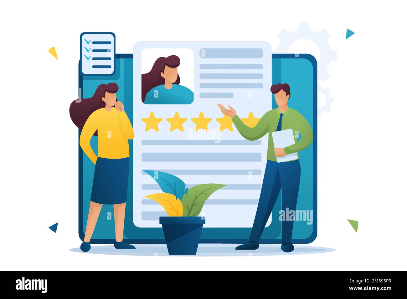 Young team looking for employees online, recruitment concept. Flat 2D ...