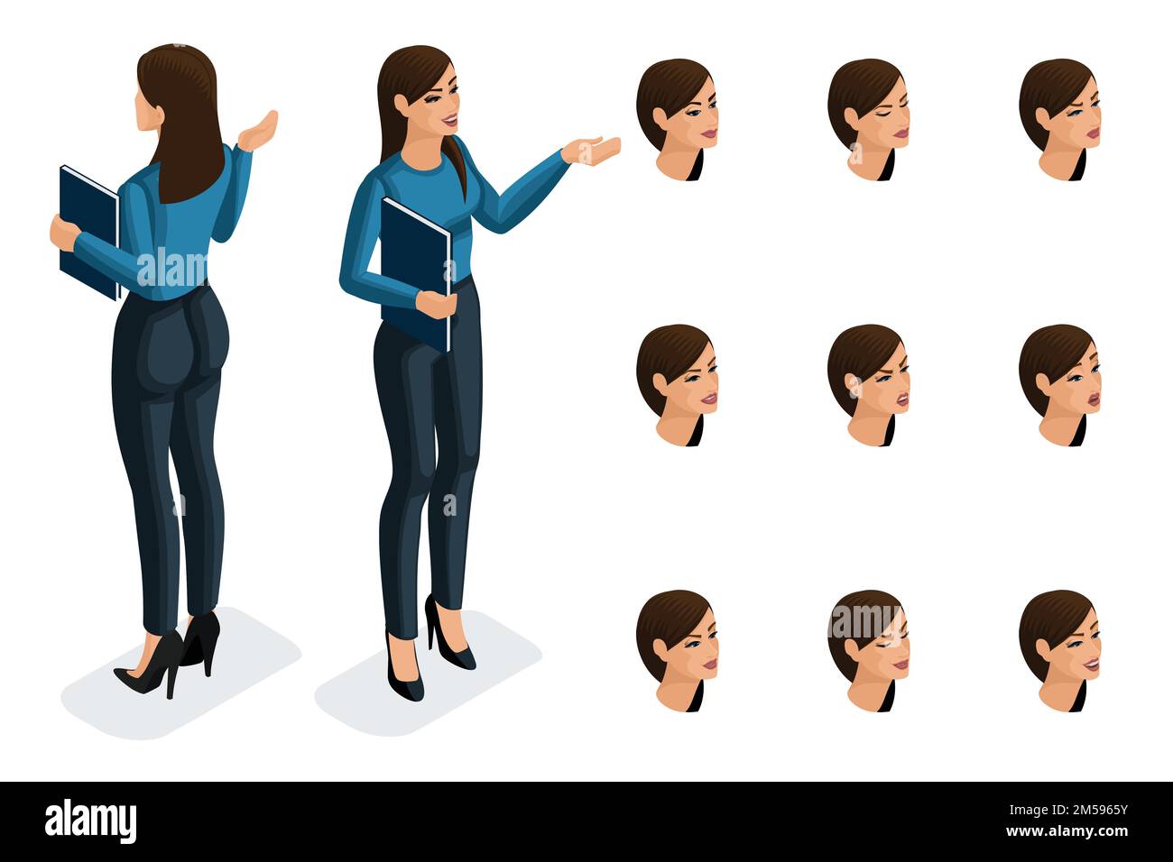 Quality Isometry, 3D business lady, in strict stylish clothing ...