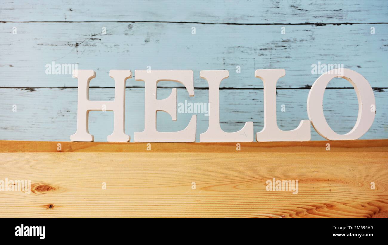 hello alphabet letter with space background Stock Photo - Alamy
