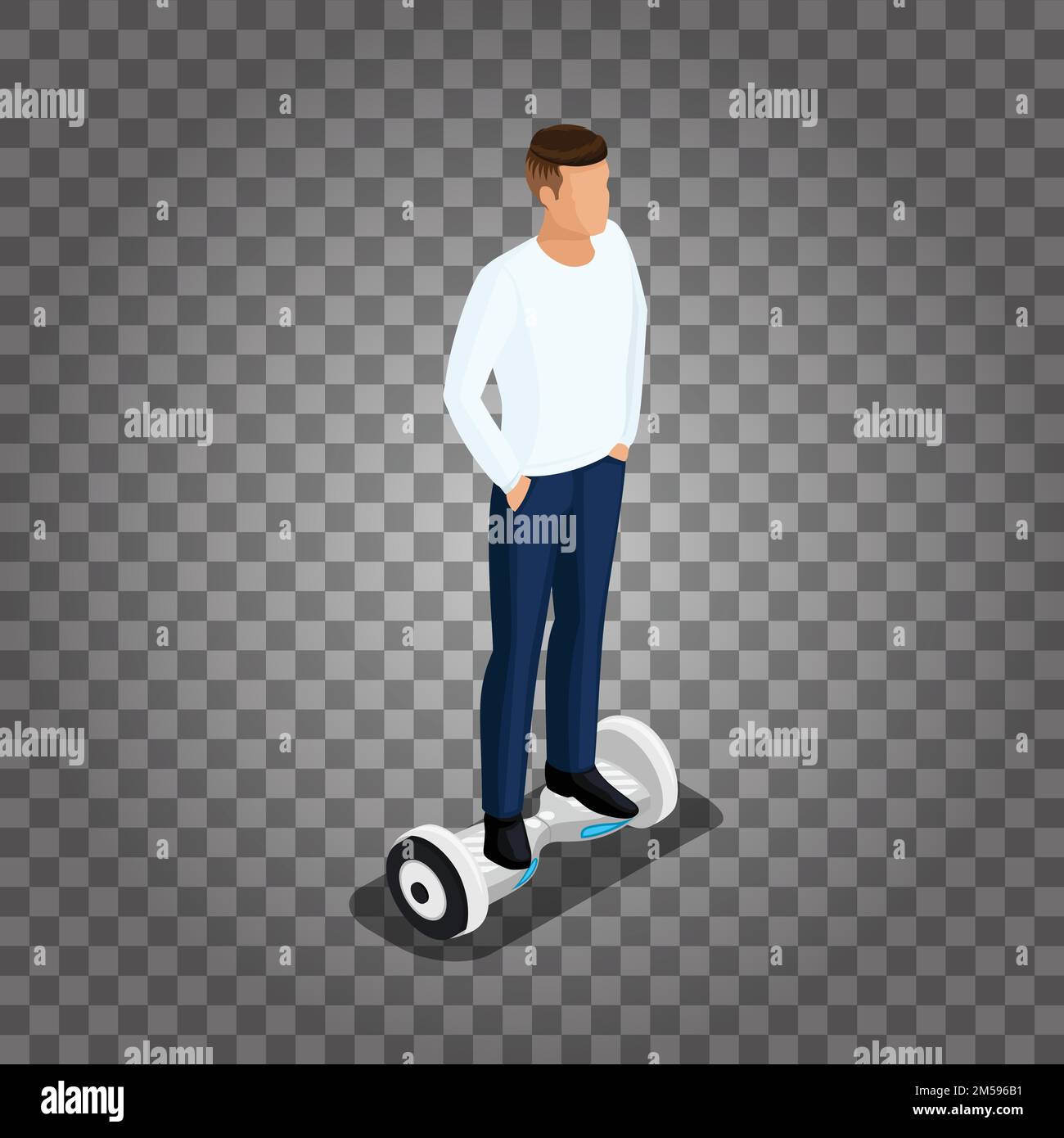 Isometric people, a man playing a game, 3D ride, ride control ...
