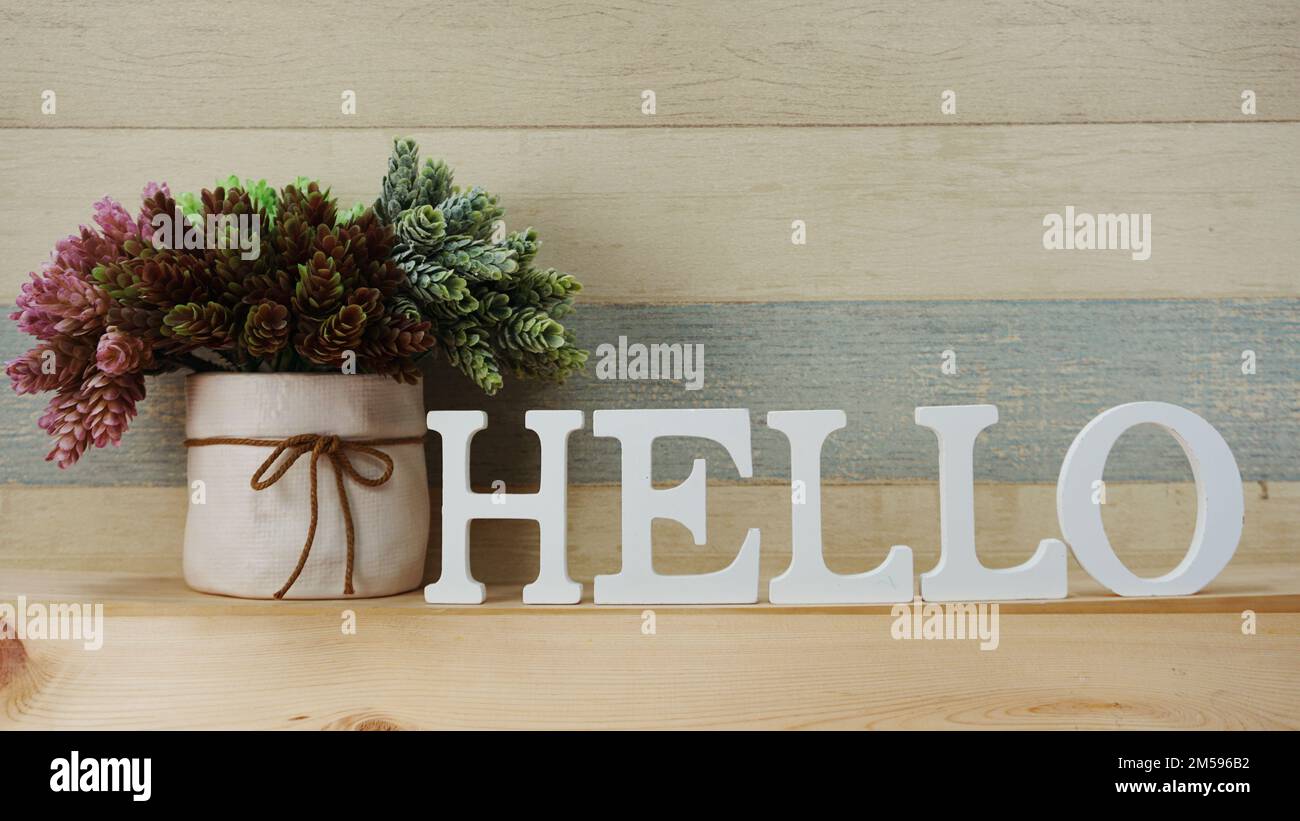 hello alphabet letter with space background Stock Photo - Alamy