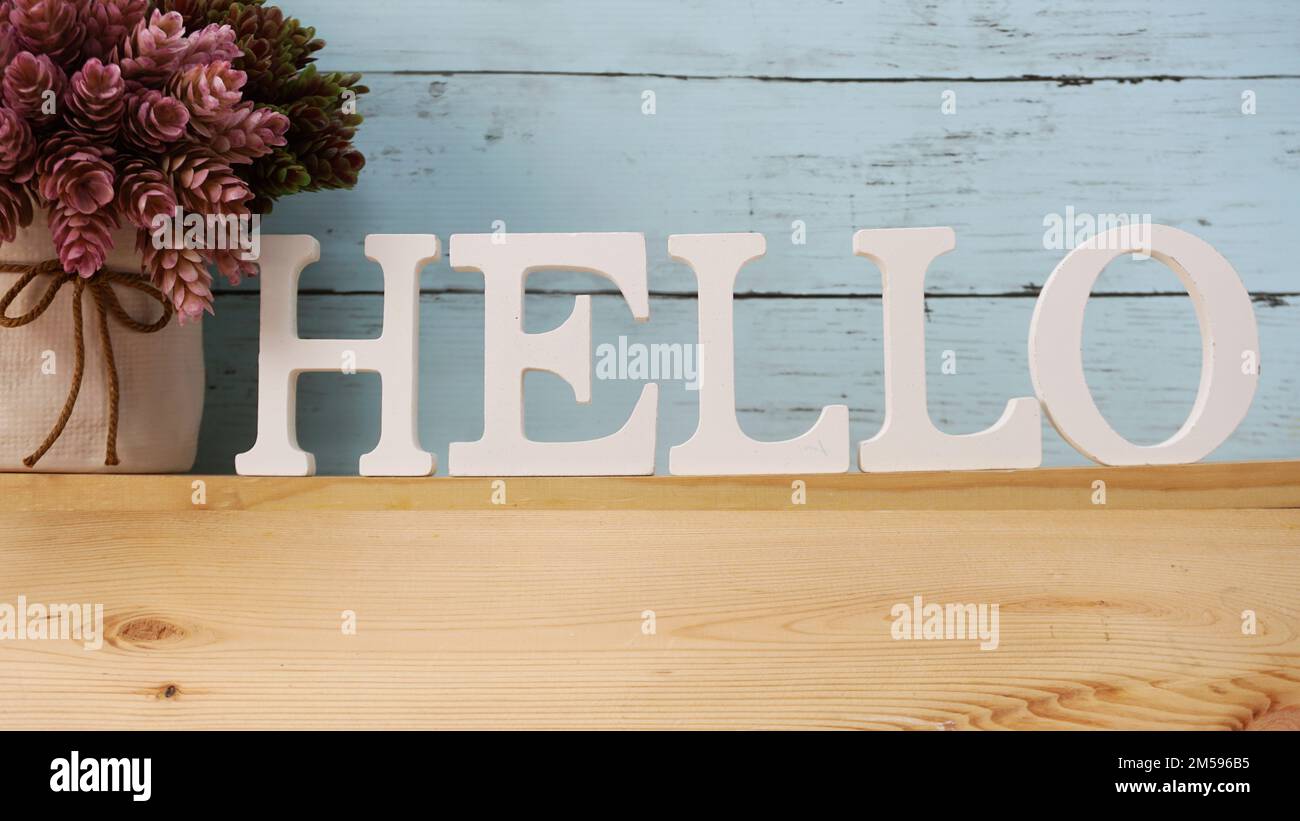 hello alphabet letter with space background Stock Photo - Alamy