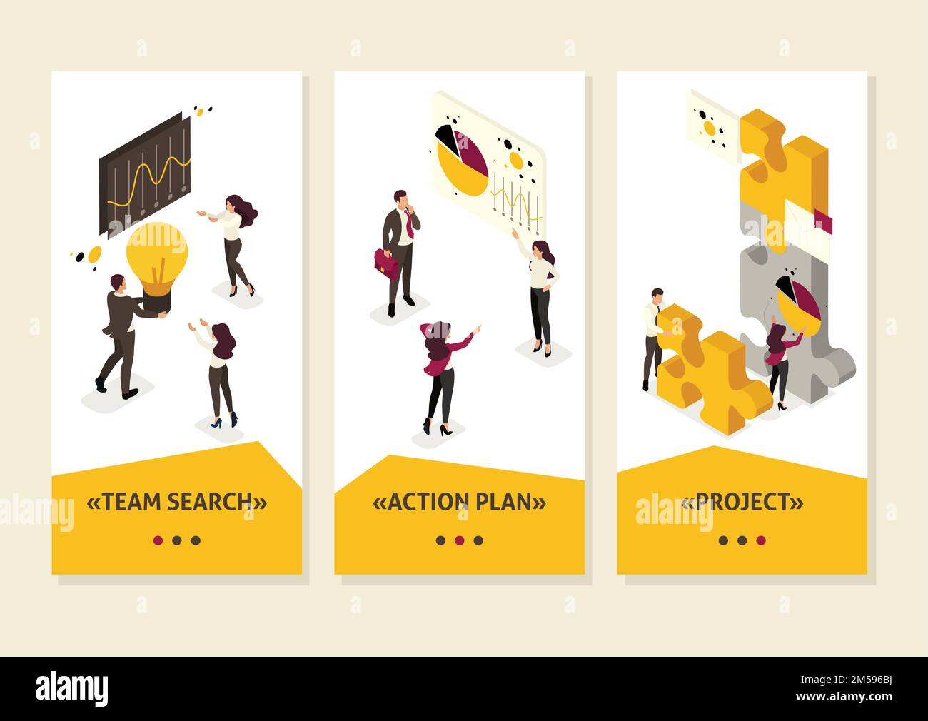 Isometric Template App Team Work Together To Create A Project
