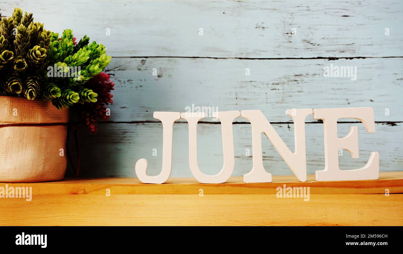 june alphabet letter with space background Stock Photo - Alamy