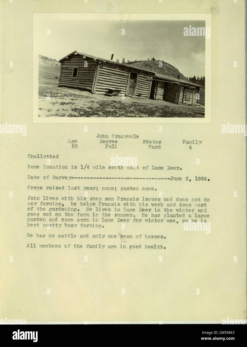 John Crazymule. 1924 - 1924. Rocky Mountain Region (Denver, CO ...