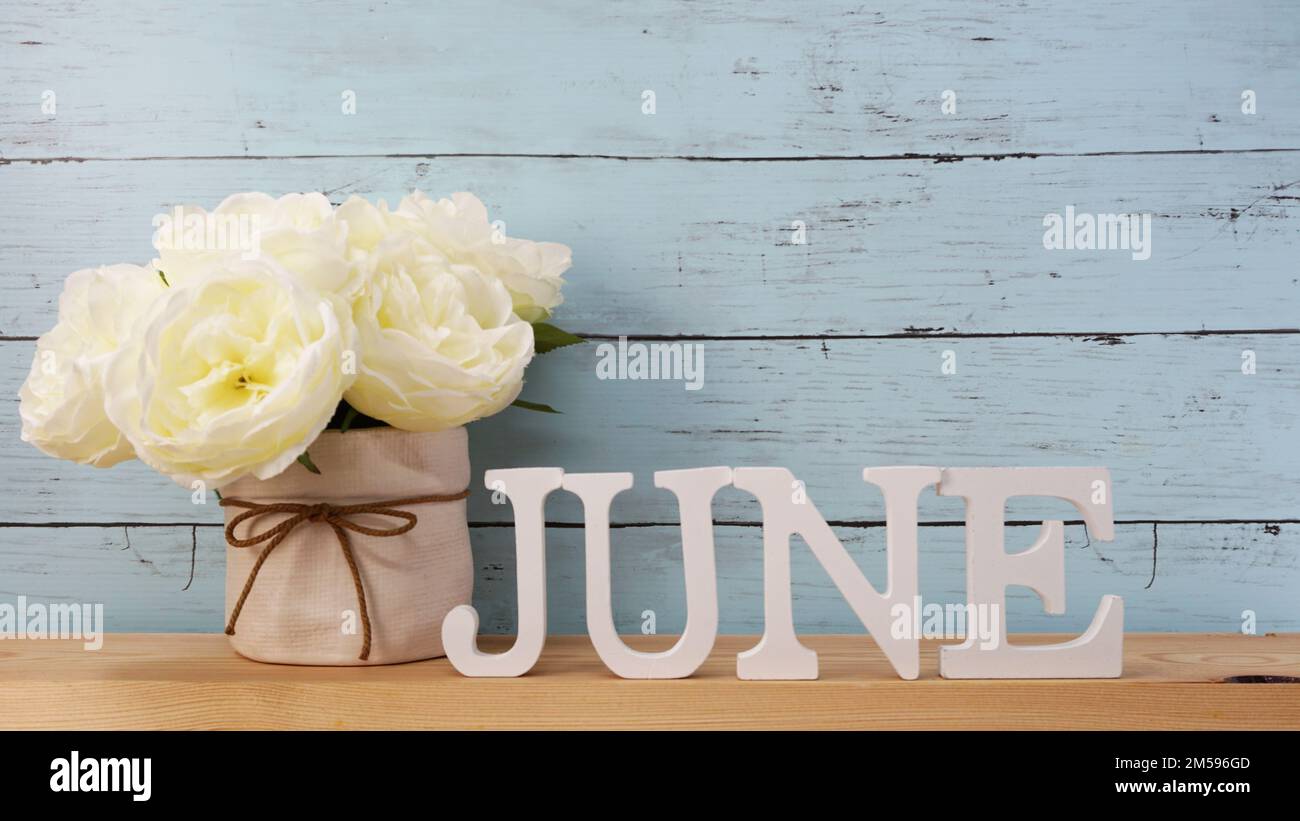 june alphabet letter with space background Stock Photo - Alamy