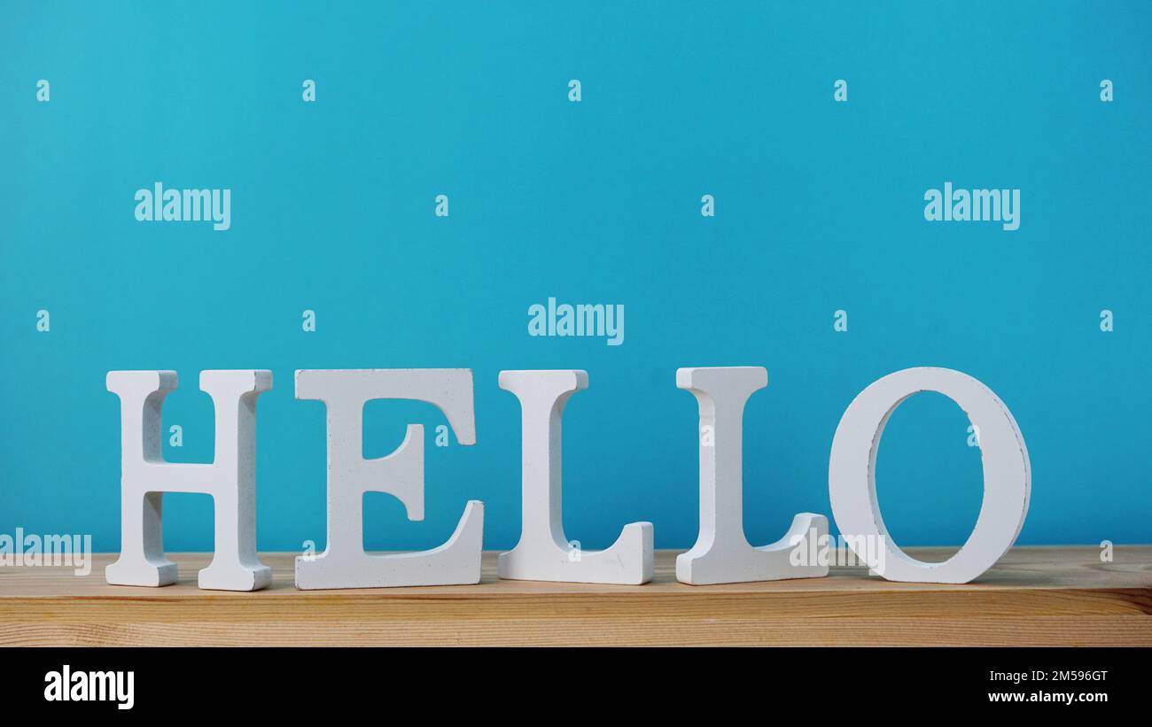hello alphabet letter with space background Stock Photo - Alamy