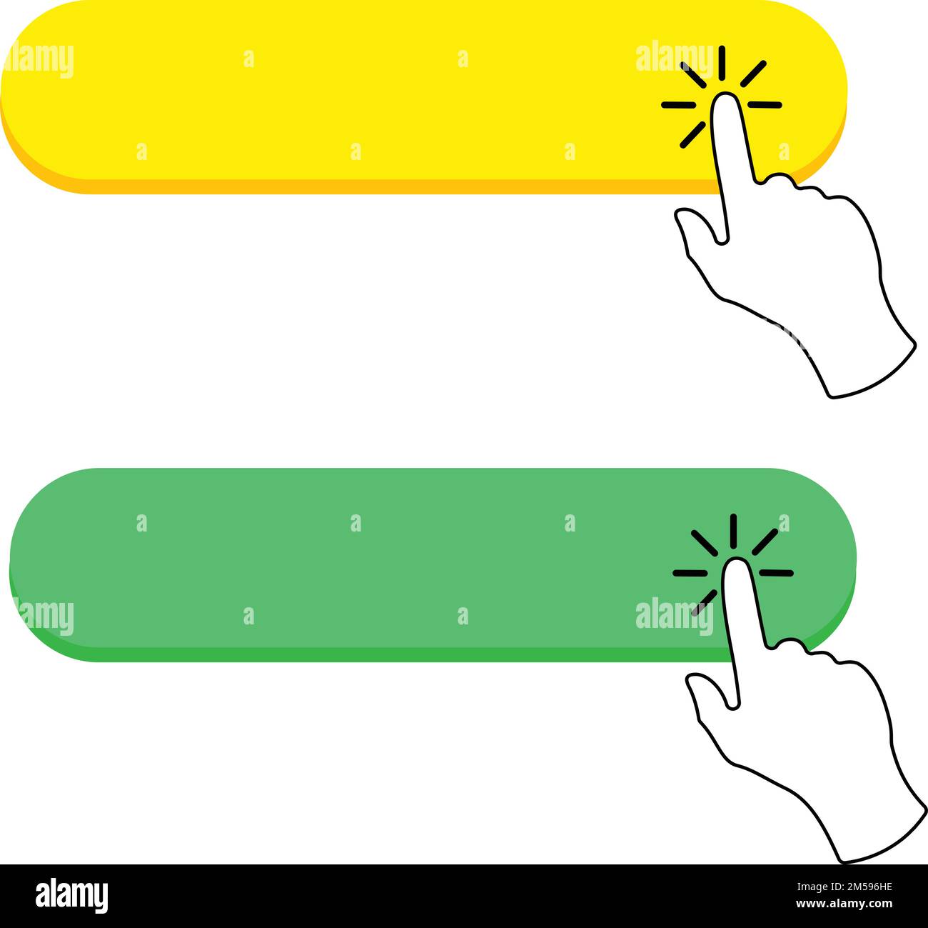 Empty click here buttons collection with hand pointer, vector illustration set Stock Vector ...