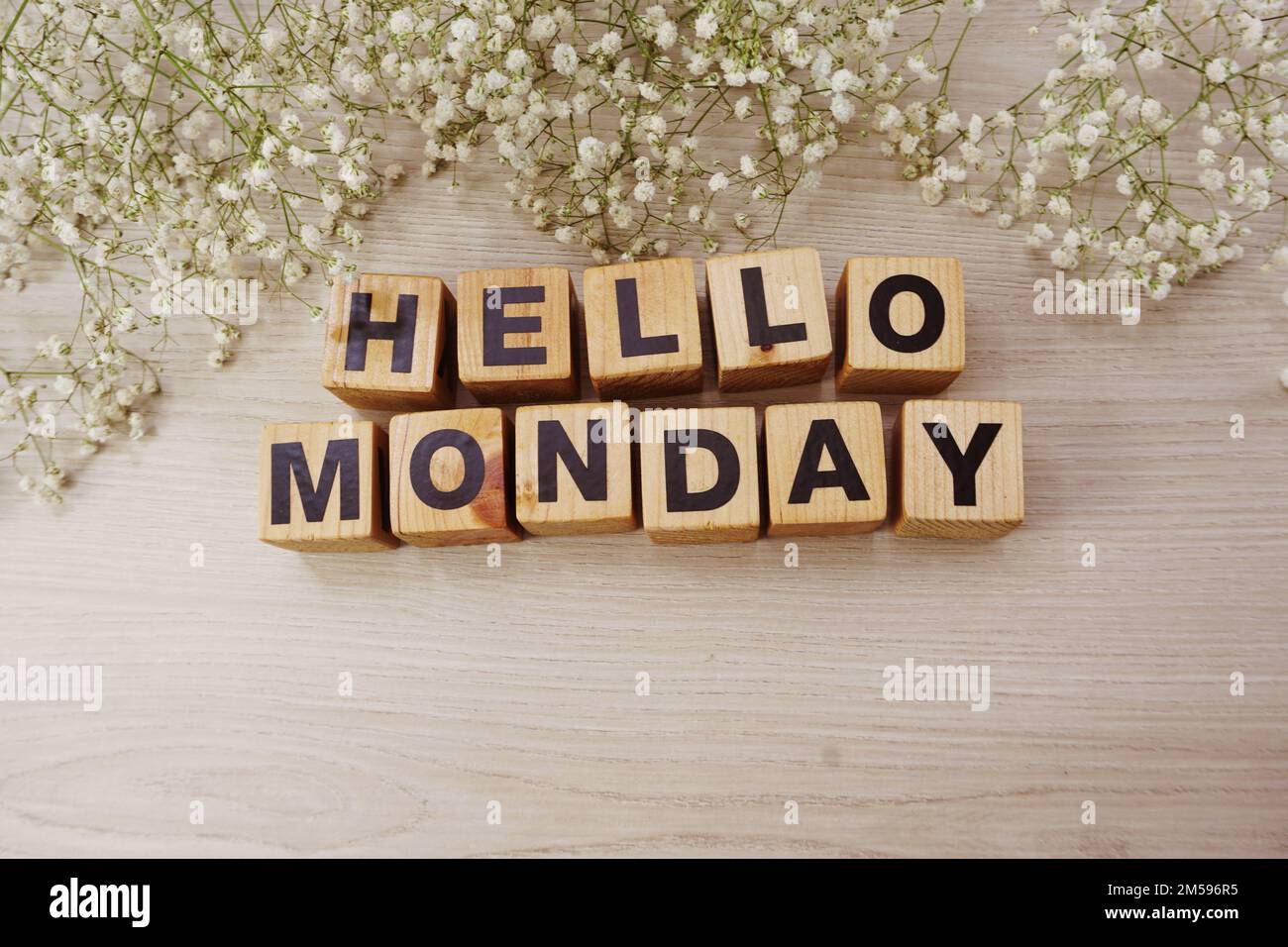 hello monday alphabet letters on wooden background Stock Photo - Alamy