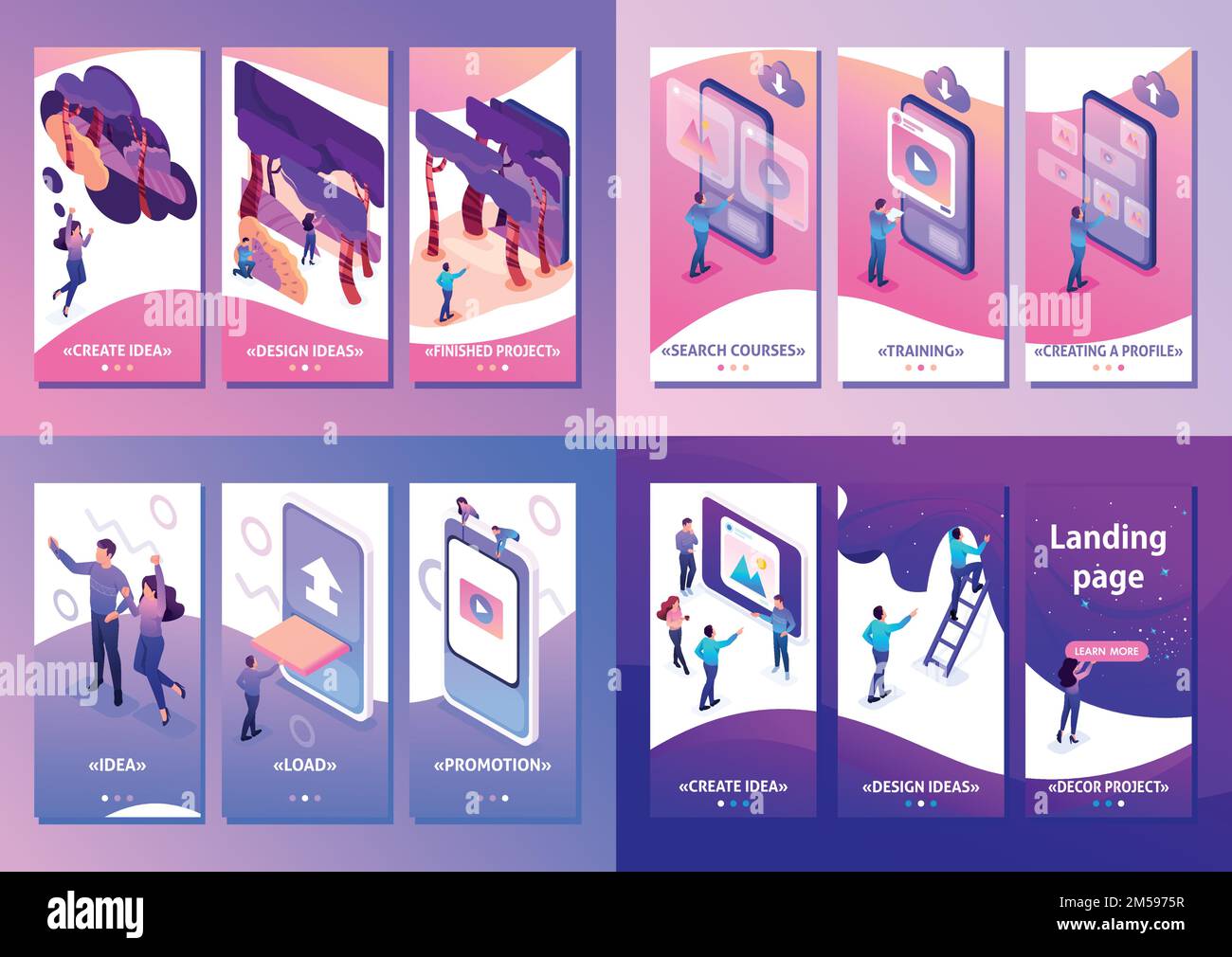 Isometric Template app 3D design, learning, content for social network ...