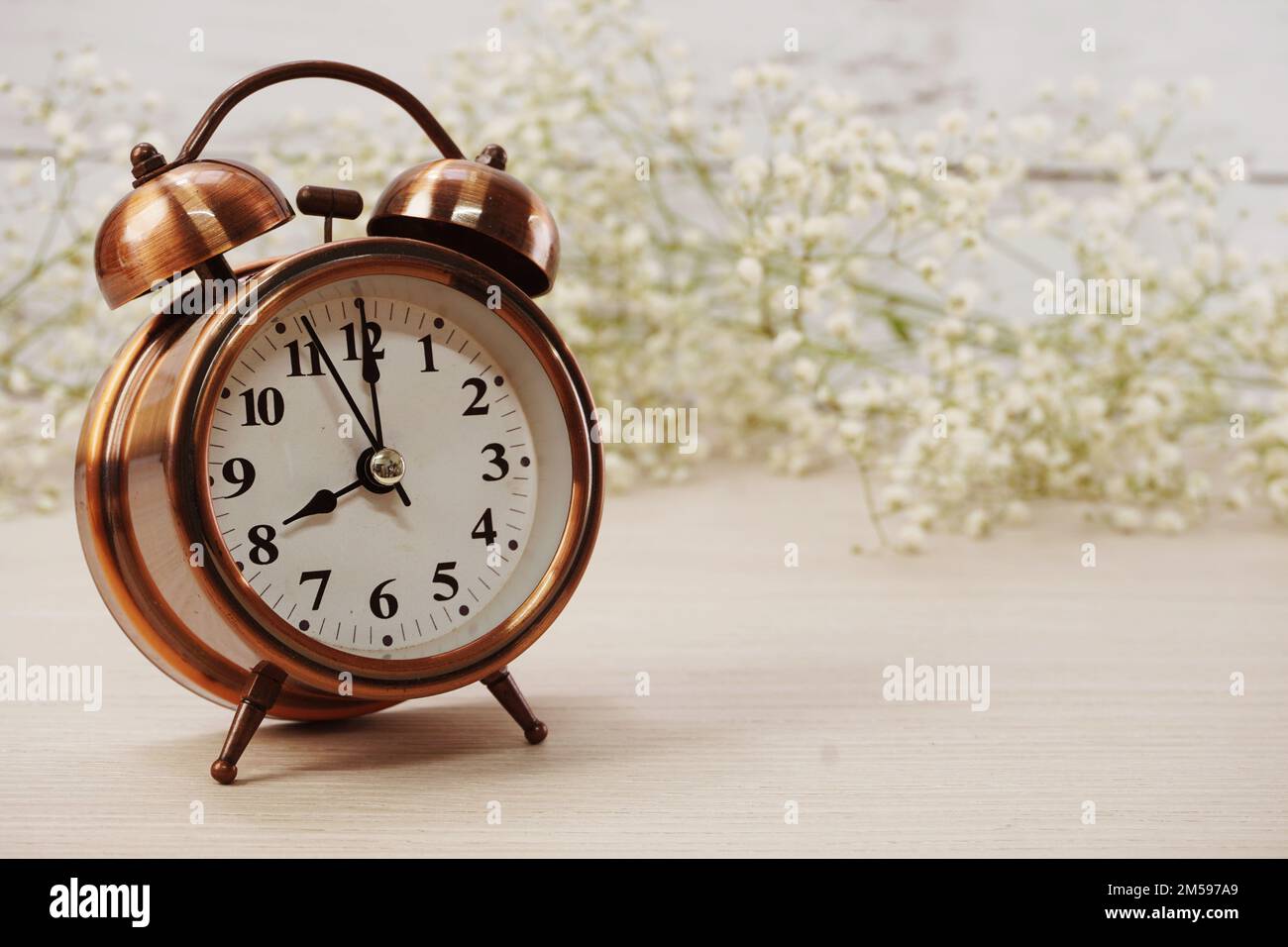 alarm clock with space for copy background Stock Photo - Alamy