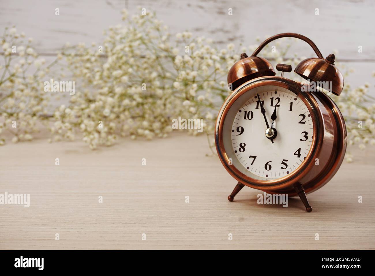 alarm clock with space for copy background Stock Photo - Alamy