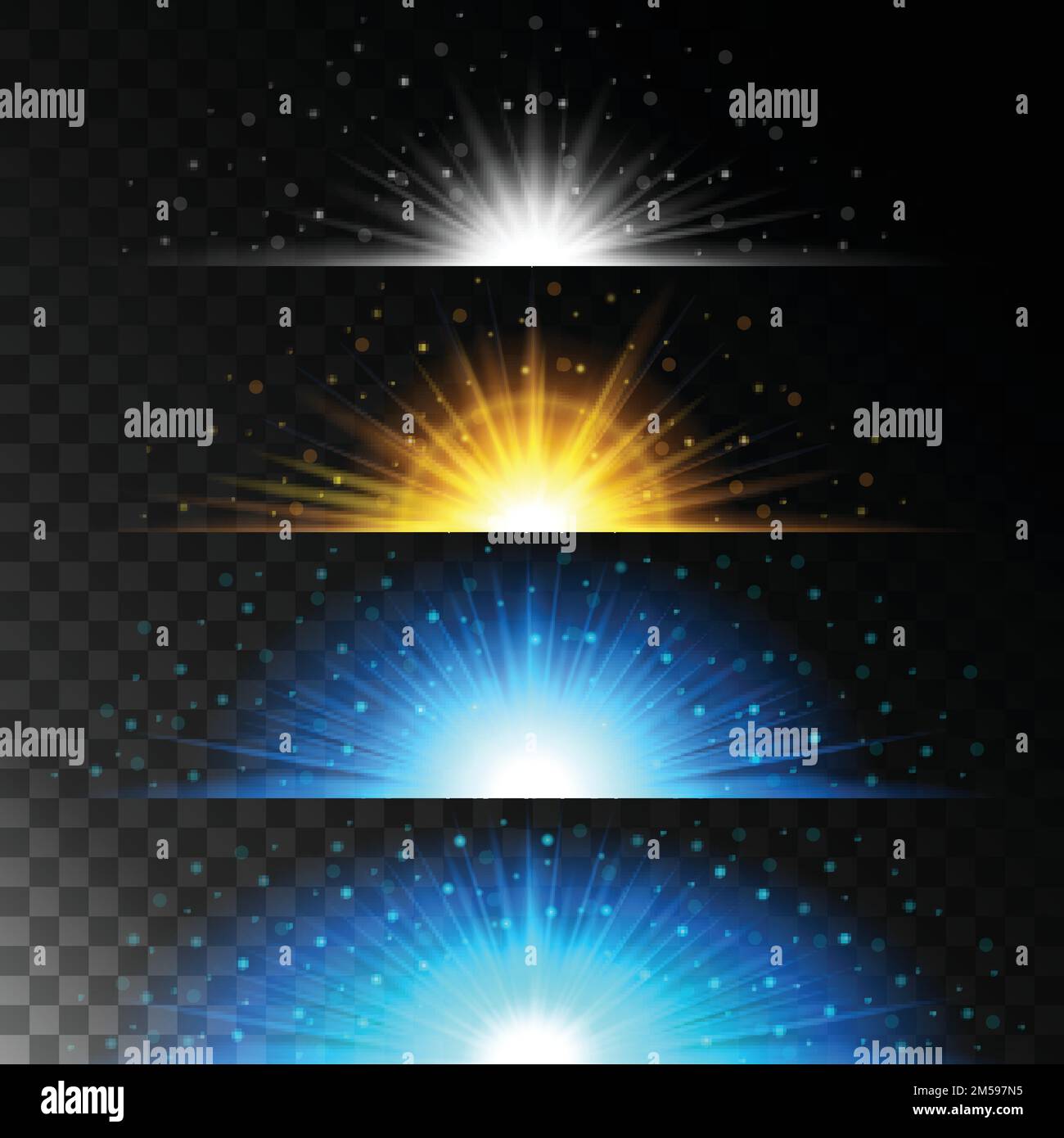 Set realistic lighting effects. Glowing star. Light and glitter on a ...