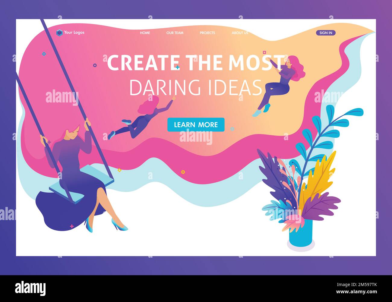 Isometric Bright concept site for create and implement the most daring ...