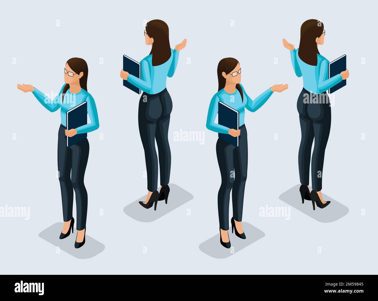Isometry is a business woman. 3d office worker. Girl in business suit ...