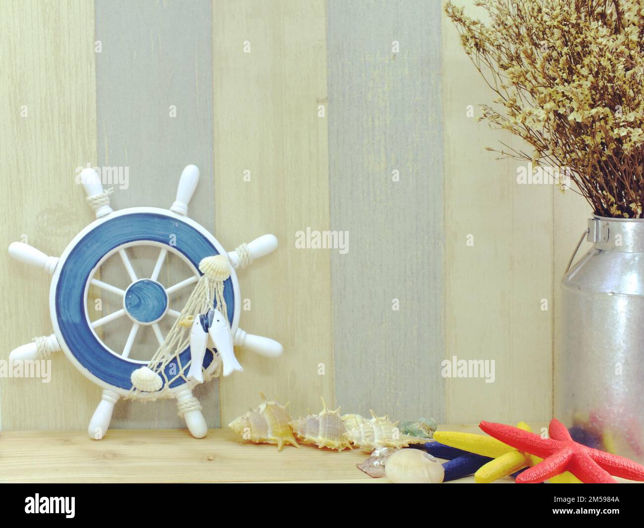 nautical concept with marine life style objects with space background ...