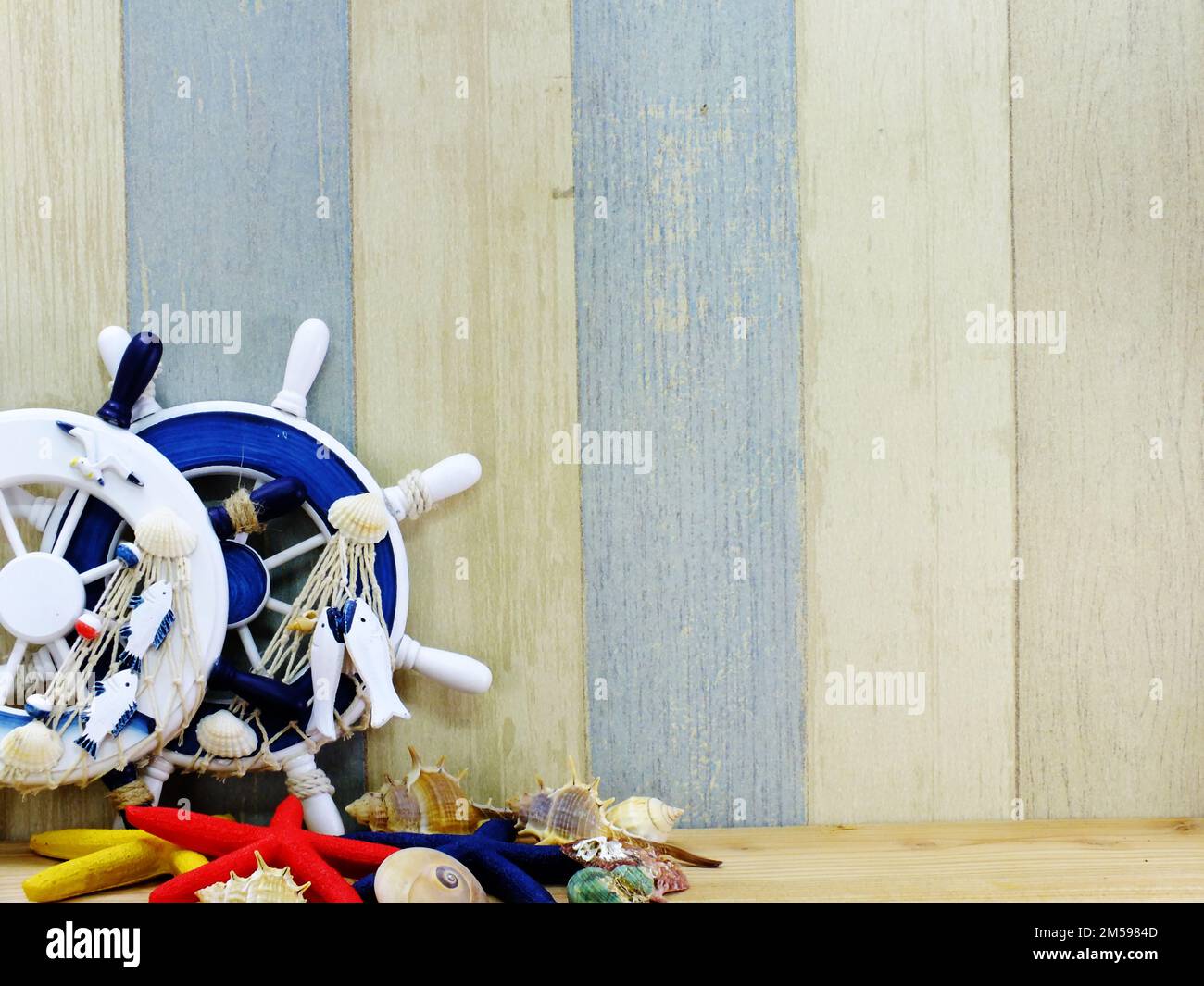 nautical concept with marine life style objects with space background ...