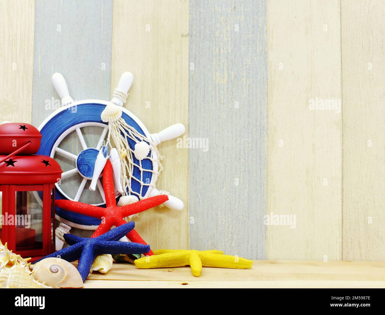 nautical concept with marine life style objects with space background ...