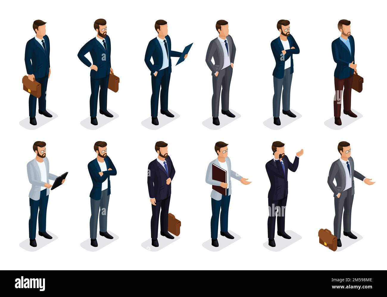 Business people isometric set of men in suits isolated on a white ...