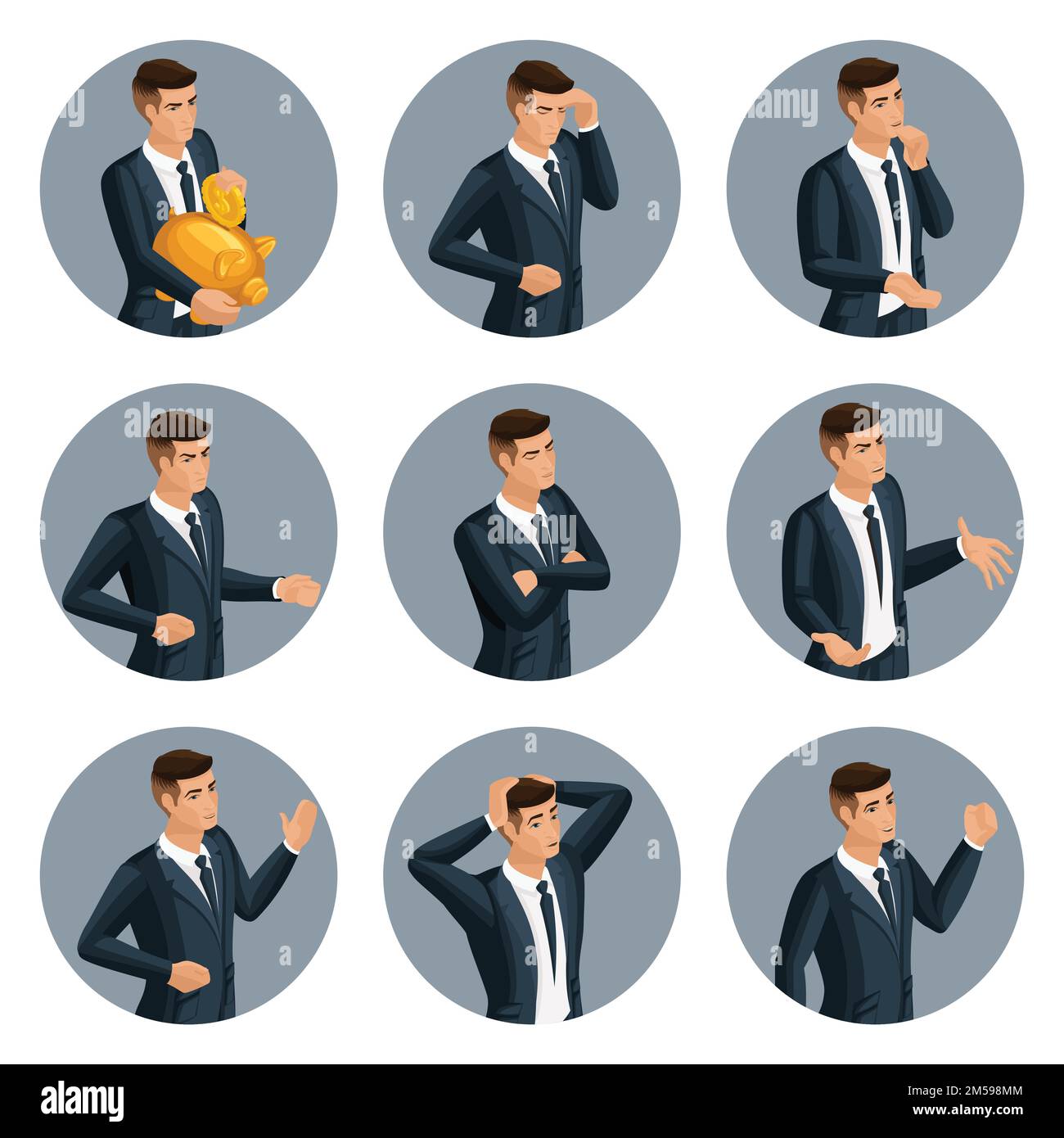 Qualitative Isometry, a set of 3d avatar business men, with emotional ...
