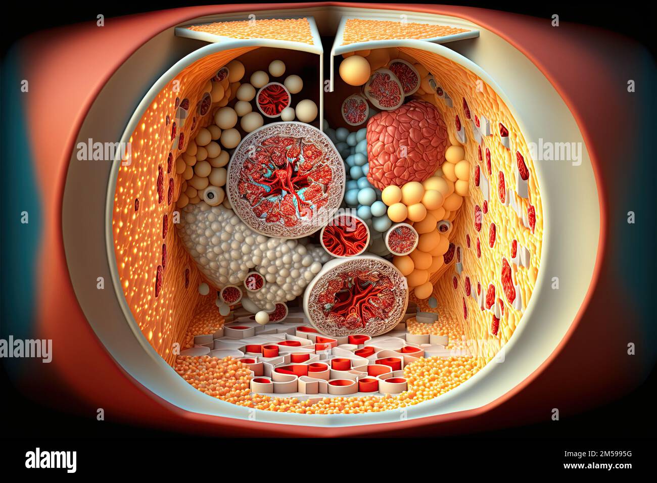 cross-section of a fantasy internal structure of a cell or ...