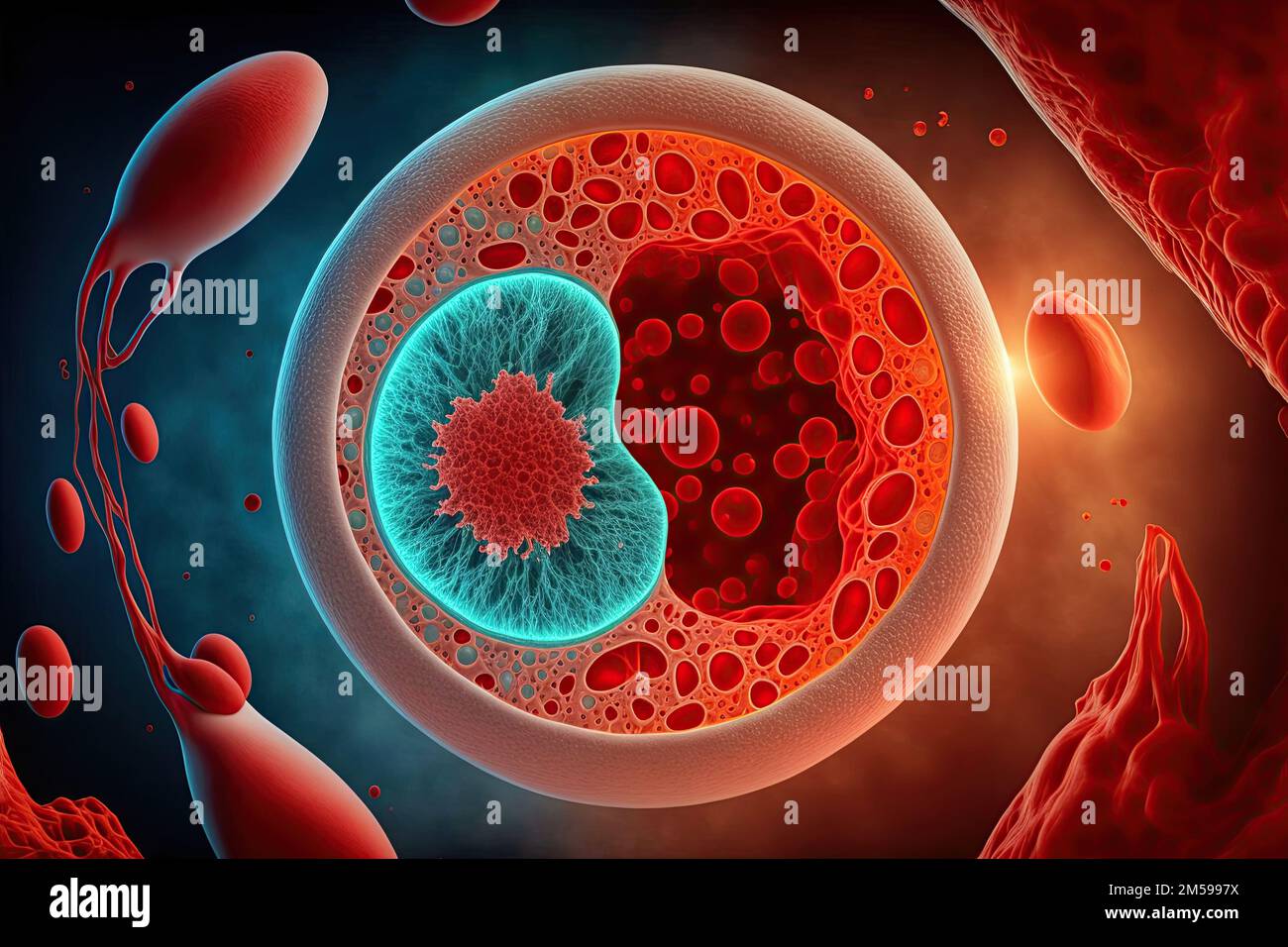 Fantasy Diagram Of A Interior Of A Cell Or Microorganism Is Presented Including The Cell Wall