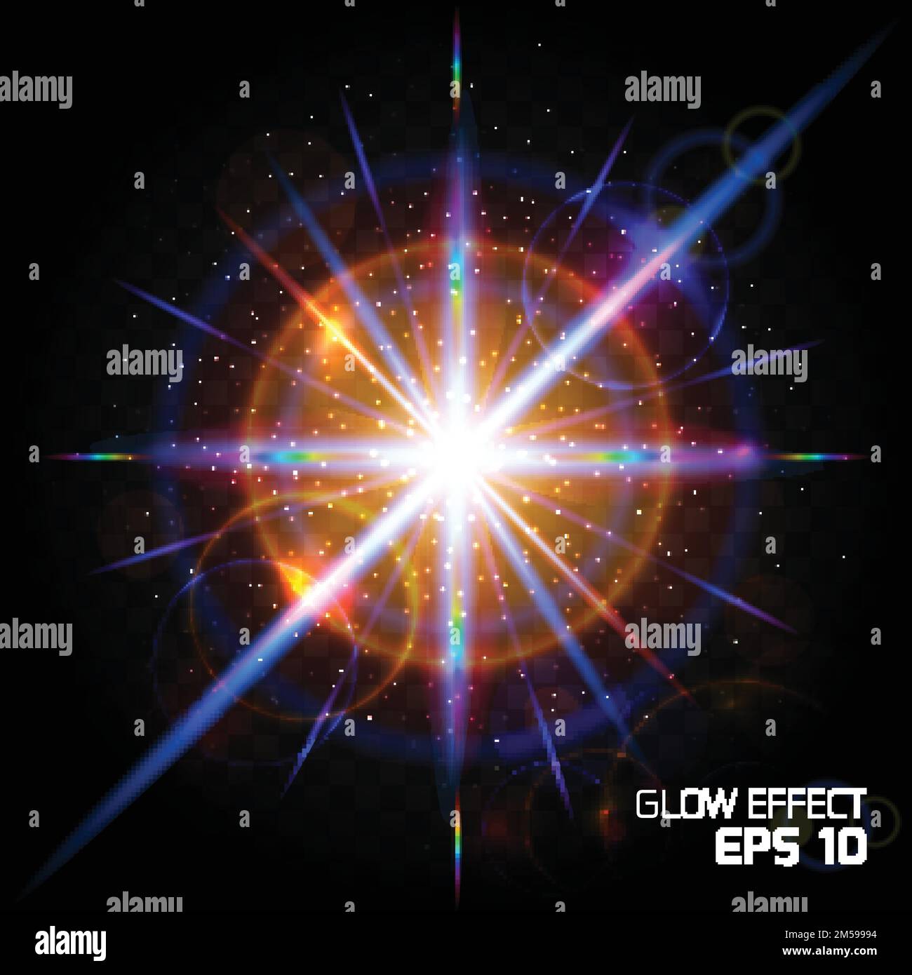 Effect of particles flying in different directions shine, glow sparks ...