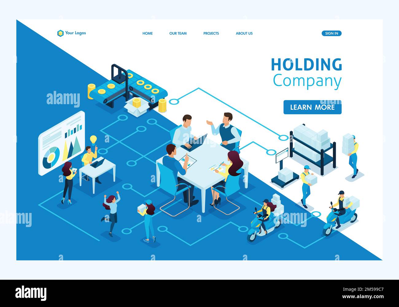 Isometric concept work of large holding companies. Production structure ...