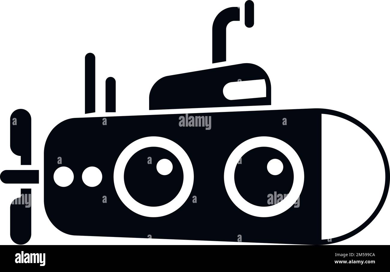 Funny submarine icon simple vector. Underwater ship. Periscope deep ...