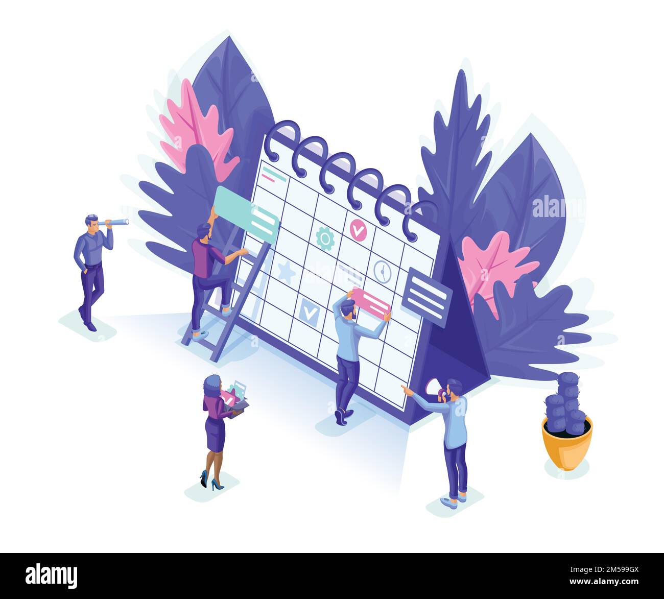 Isometrics people work together web industry. Little people make an ...