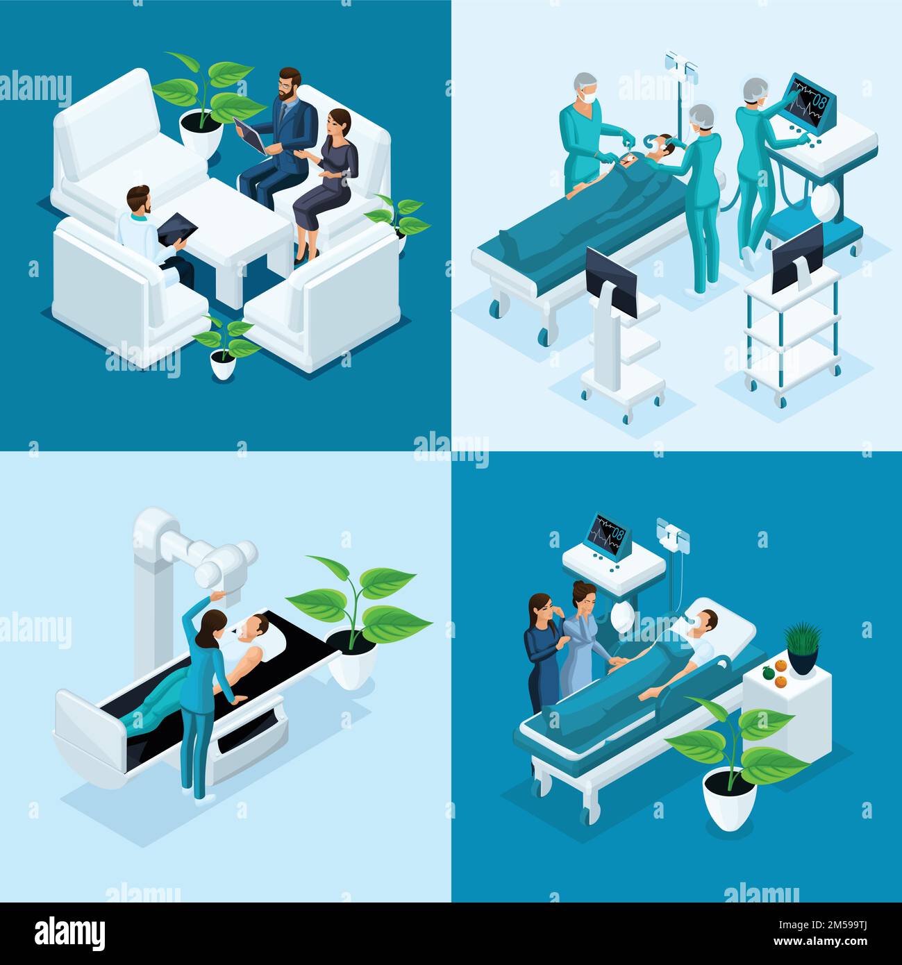 Isometric concept Hospital, Medical MRI Scan, Operating Room with ...