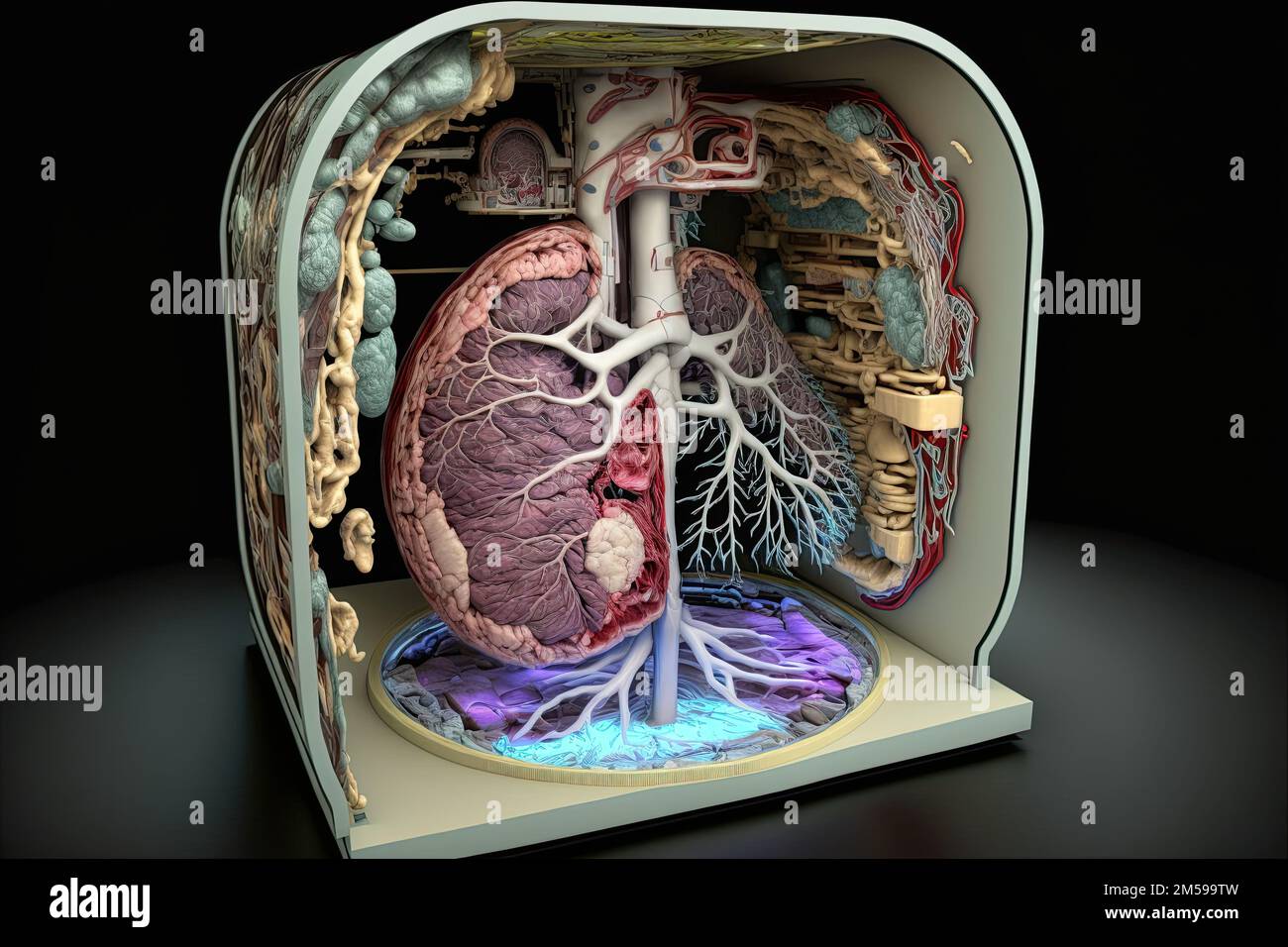 Sci-fi and cyborg human organ isolated on black background. technologic ...