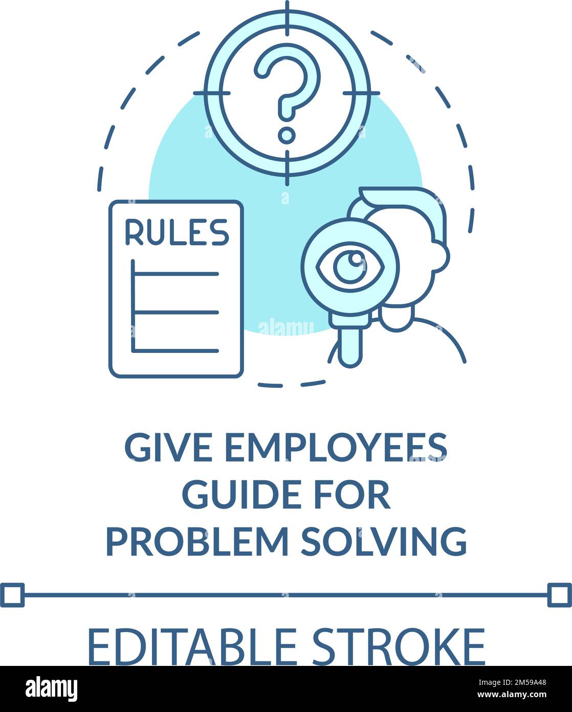 Employees guide for problem solving turquoise concept icon Stock Vector ...