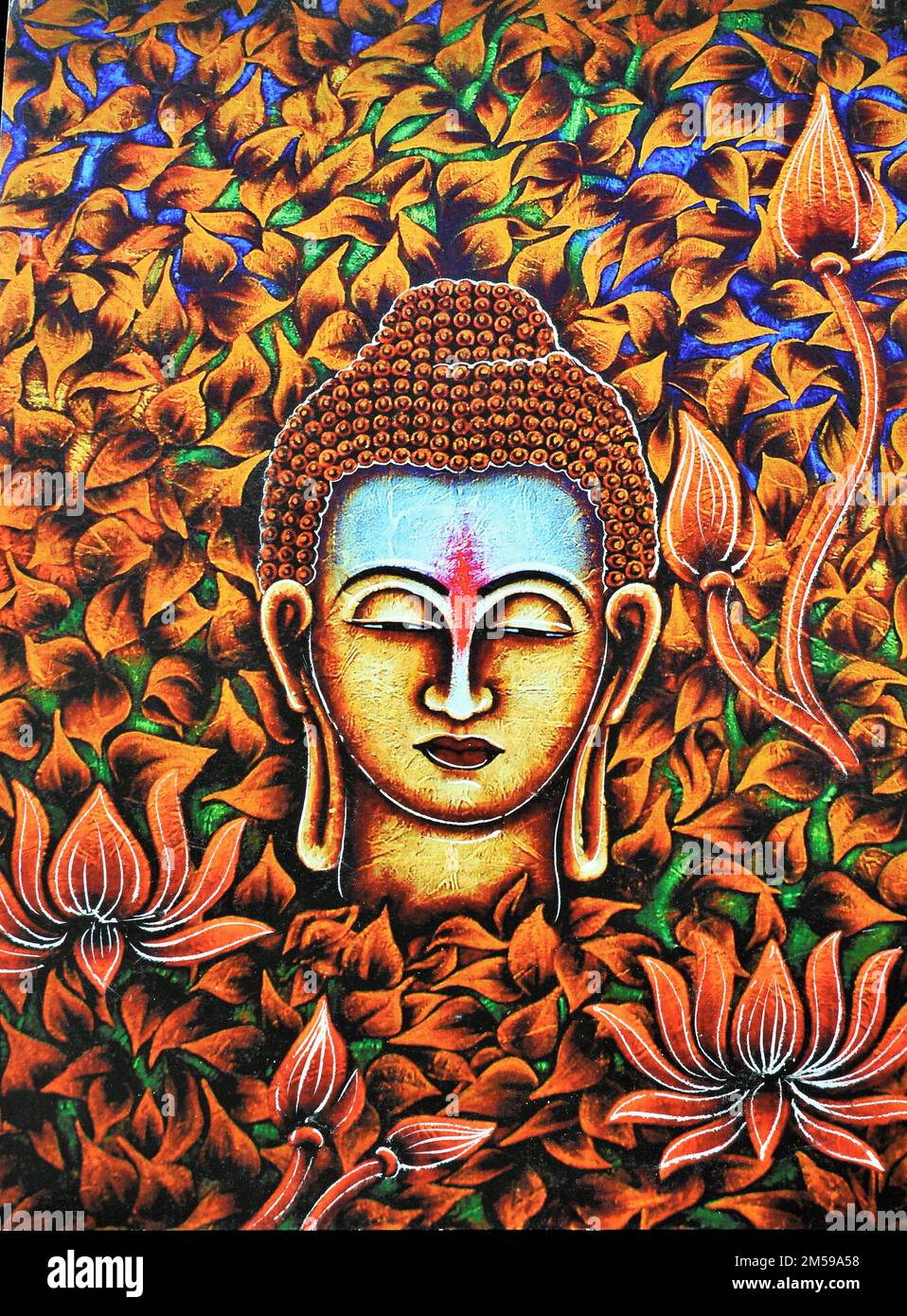 Lord Buddha meditating artwork painting Stock Photo - Alamy