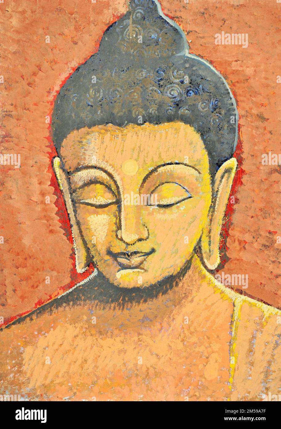 Lord Buddha meditating artwork painting Stock Photo - Alamy
