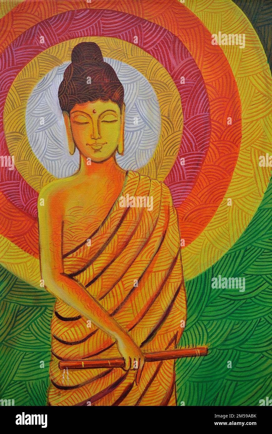 Lord Buddha meditating artwork painting Stock Photo - Alamy