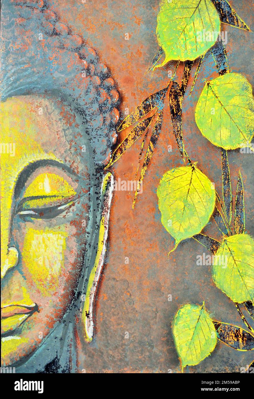 Lord Buddha meditating artwork painting Stock Photo - Alamy