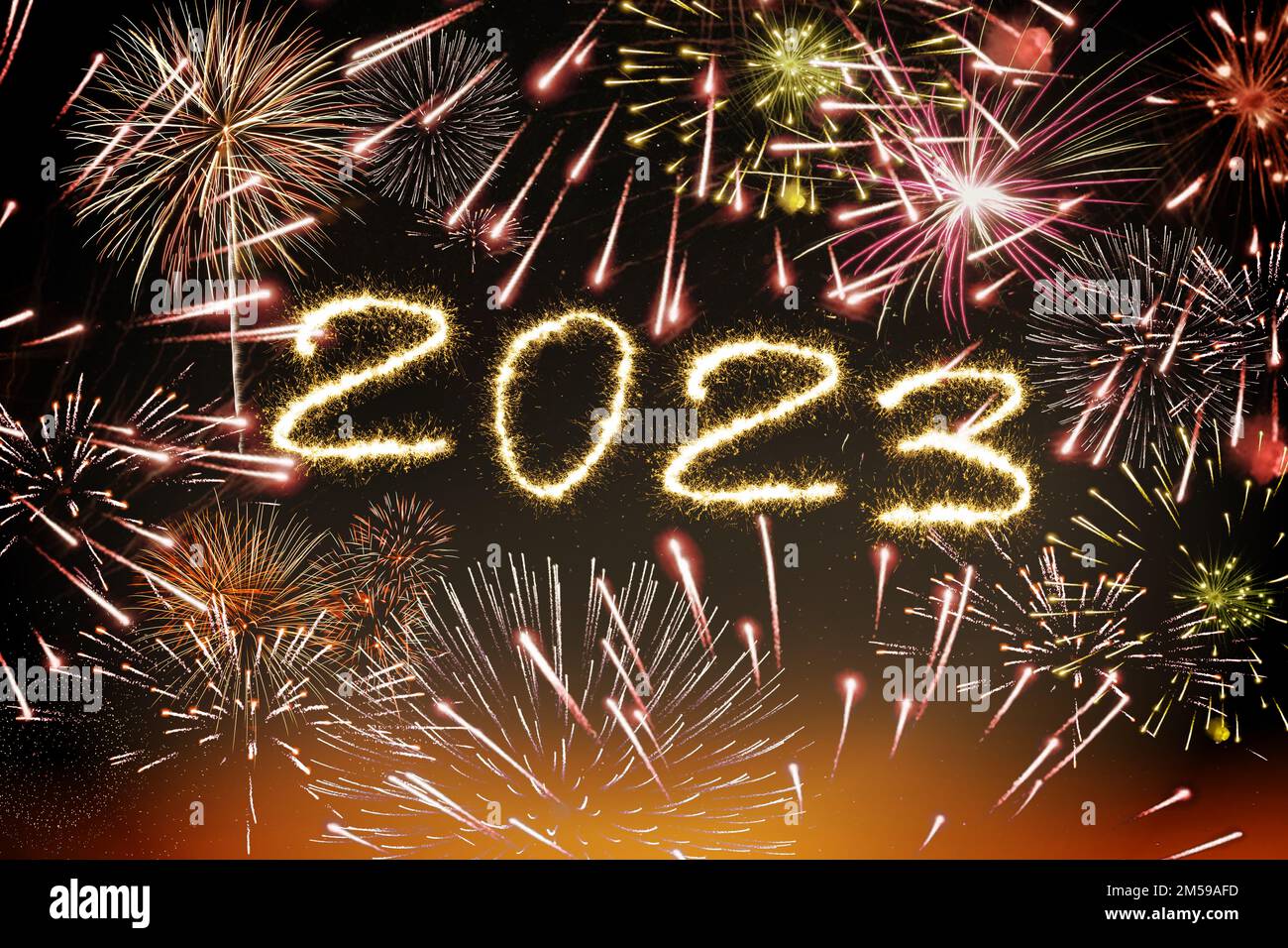 Fireworks in the night sky, New Year 2023 Stock Photo - Alamy