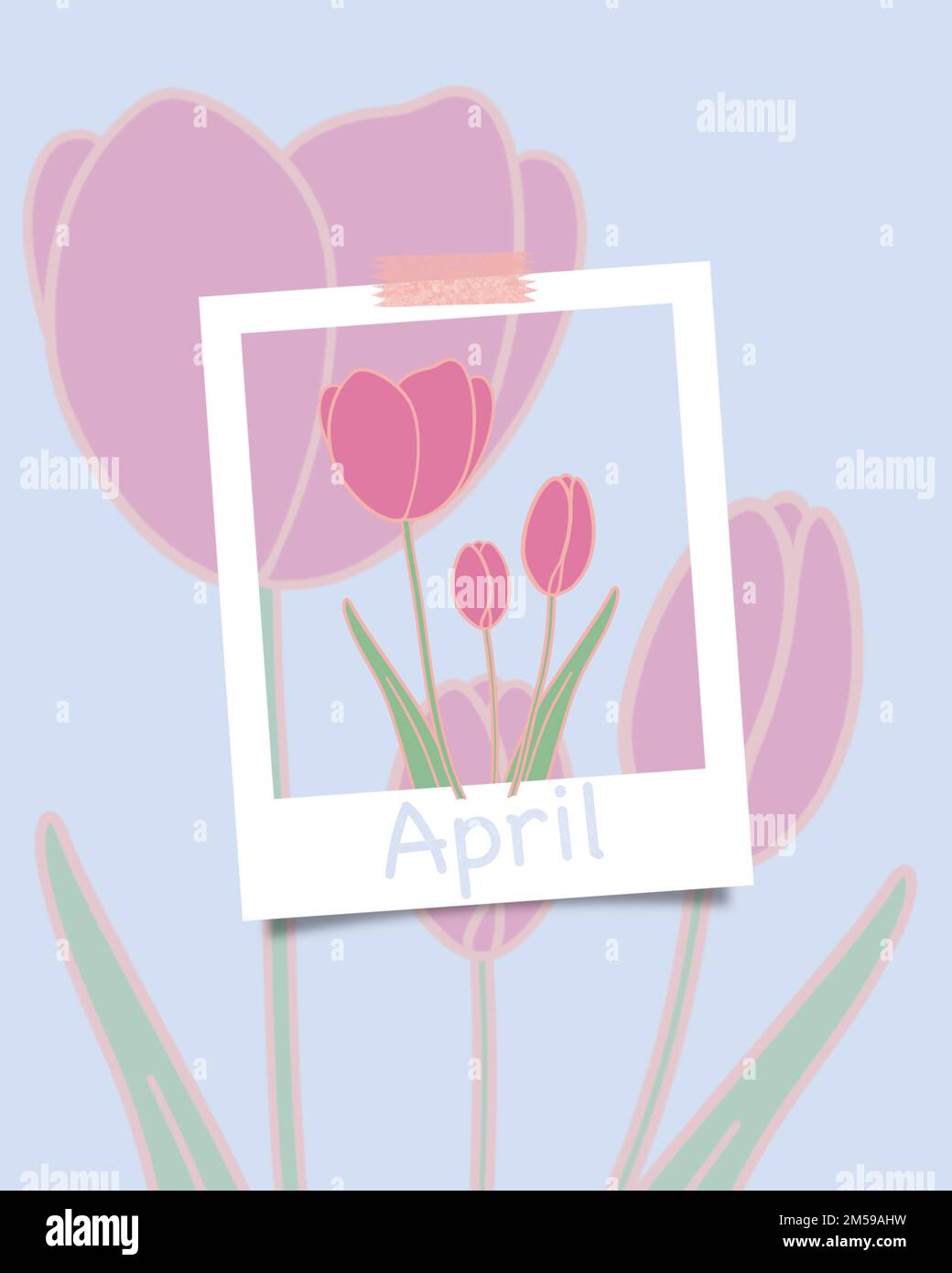 Minimalist flat floral illustration of tulip flower. April concept ...